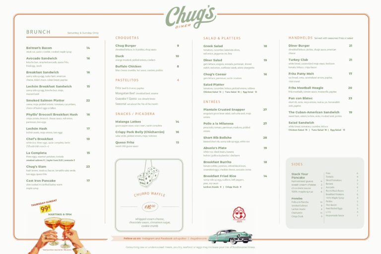 Chug’s Diner Menu | Cuban-American Comfort Food in Miami